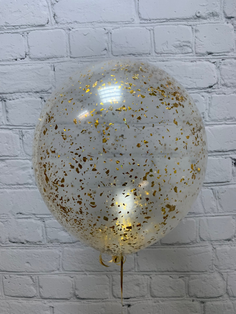 Шар с голографическими блестками, Золото - купить в Зеленограде с доставкой